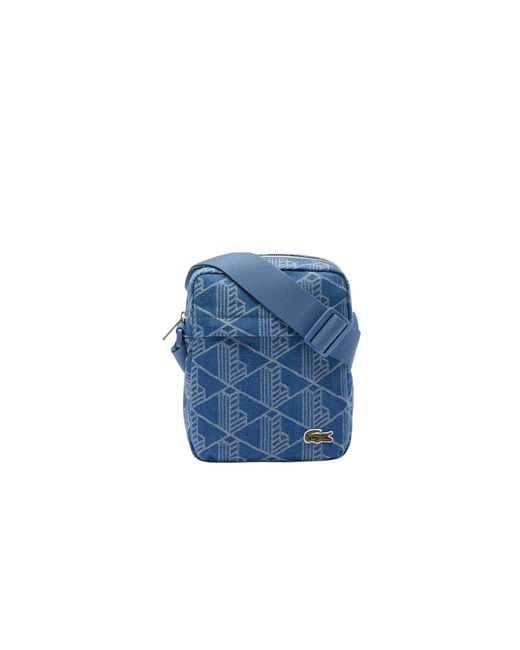 Lacoste Denim Monogram Crossover Bag in Blue | Lyst