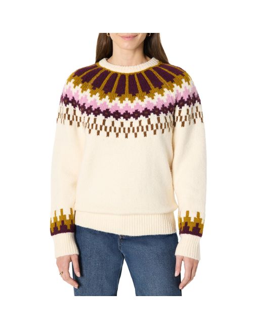 Amazon Essentials Oversized-fit Fair Isle Crewneck Sweater in Natural ...