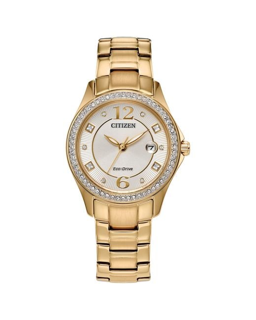Citizen Ladies' Eco-drive Classic Crystal Watch In Gold-tone Stainless Steel in Metallic | Lyst