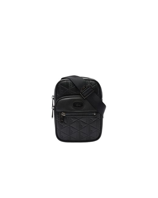 Lacoste Embossed Monogram Small Crossover Bag in Black for Men | Lyst