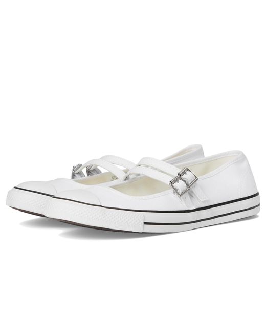 Converse Chuck Taylor All Star Dainty Mary Jane Flat in White | Lyst