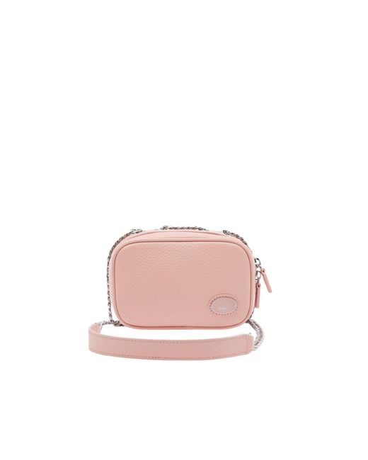 Lacoste Top Grain Leather Halfmoon Crossbody Bag in Pink | Lyst