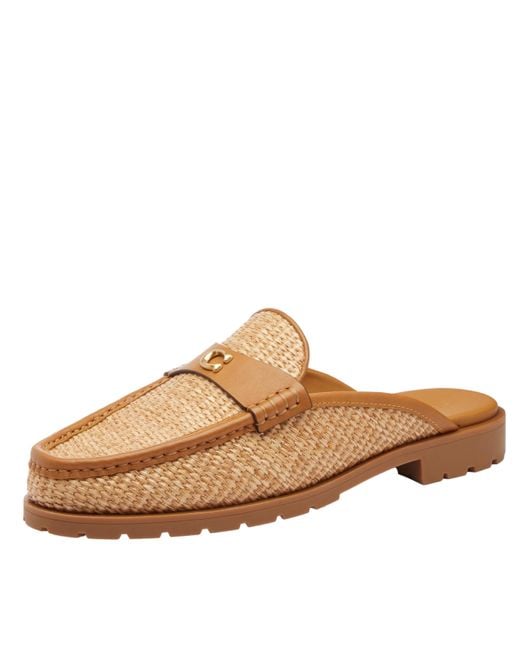 COACH Straw Jocelyn Backless Loafer Slipper in Brown | Lyst