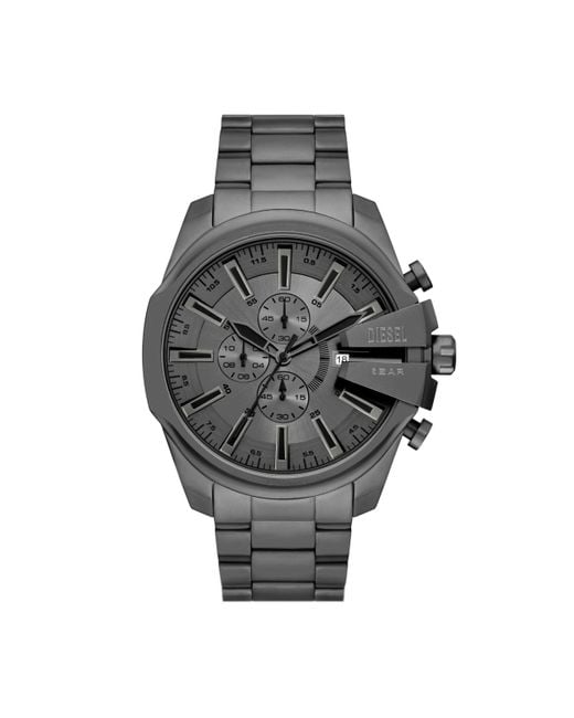 DIESEL Mega Chief Slim Chronograph Gray Stainless Steel Watch for Men ...