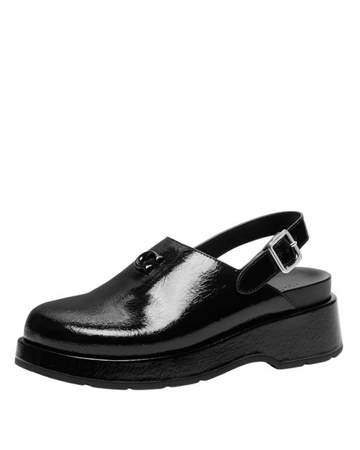 COACH Sculpted C Platform Clog In Glazed Leather in Black | Lyst