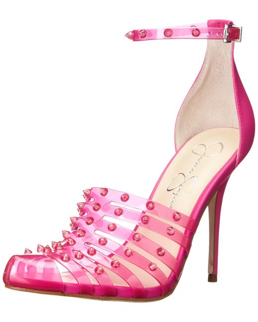Jessica Simpson Westah Studded Ankle Strap Heel Pump in Pink - Save 31% ...