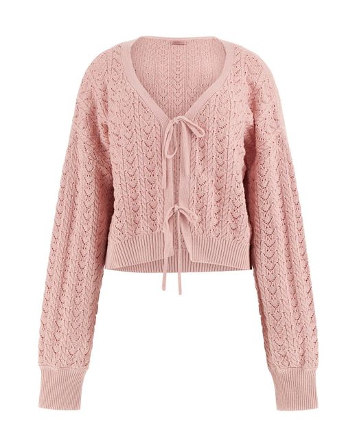 Guess Eco Long Sleeve Ruth Cardigan Sweater in Pink | Lyst UK