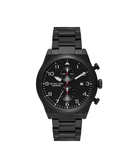 Michael Kors Panorama Chronograph Black Stainless Steel Watch for Men ...