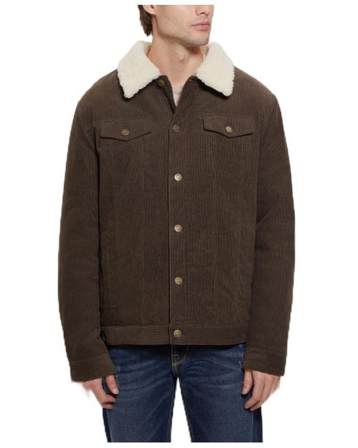Guess Dylan Shank Buttons Trucker Jacket in Brown for Men | Lyst