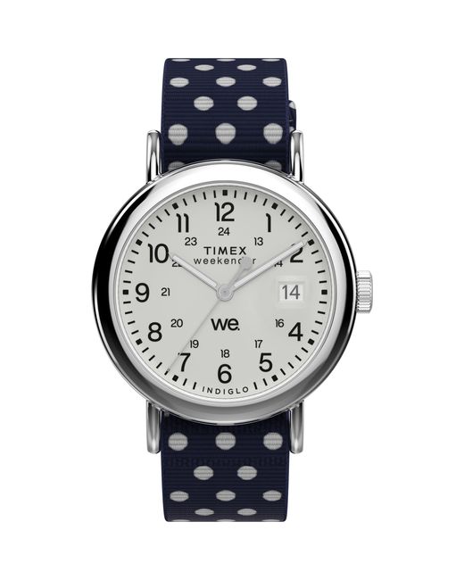 Timex Blue Strap White Dial Silver-tone in Metallic | Lyst