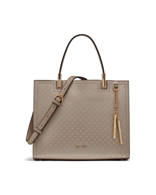 Calvin Klein Verne Triple Compartment Satchel in Gray | Lyst