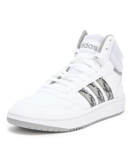adidas Hoops 3.0 Mid Top Basketball Sneaker in White for Men | Lyst