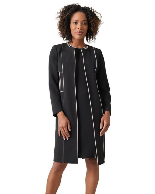Kasper Crepe Combo Seamed Topper in Black | Lyst