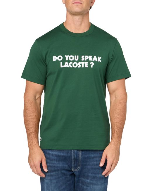 Lacoste Short Sleeve Relaxed Fit Tee Shirt W/crocodile Wording in Green ...