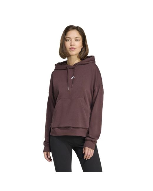 adidas Essentials Small Logo Feel Cozy Hoodie in Purple | Lyst UK