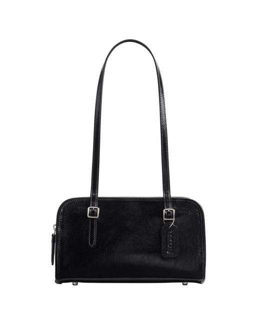 COACH Crinkle Patent Swing Zip Bag in Black | Lyst