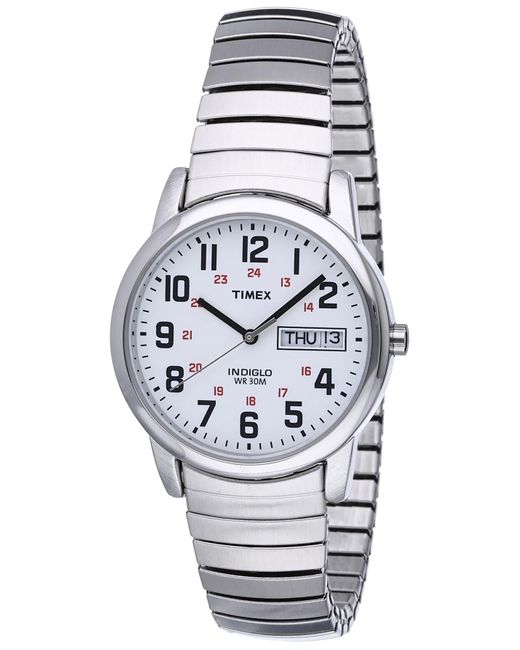 Timex Date Watch – Silver-tone Case White Dial With Silver-tone ...