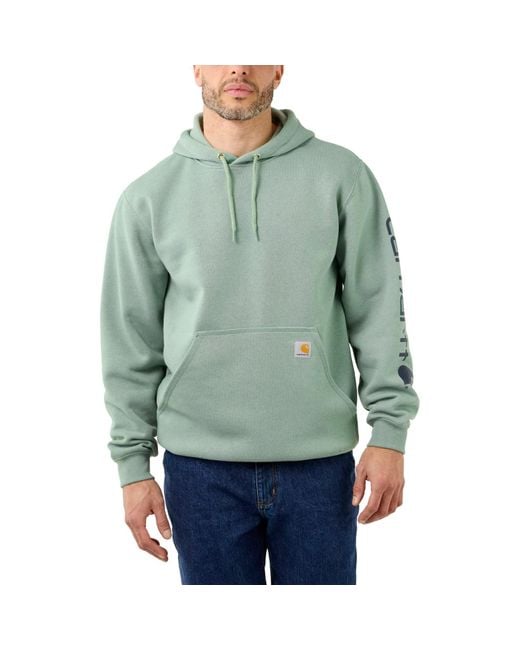 Carhartt Synthetic Loose Fit Midweight Logo Sleeve Graphic Sweatshirt in Jade Heather (Green ...