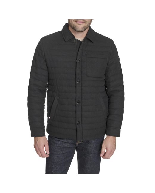 Tommy Hilfiger Quilted Wool Blend Shacket in Black for Men | Lyst