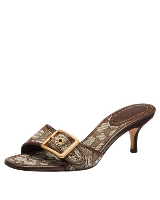 COACH Margot Signature Jacquard Sandal in Brown | Lyst