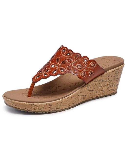 Skechers Beverlee-summer Spirit Wedge Sandal in Brown | Lyst