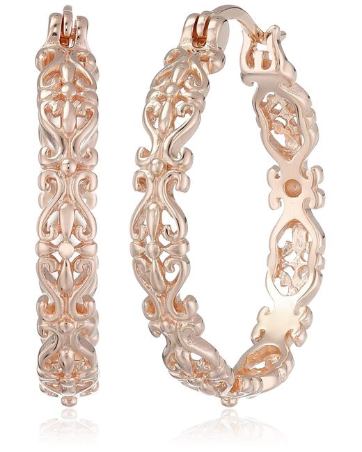 Amazon Essentials Rose 18k Gold Plated Sterling Silver Filigree Round ...