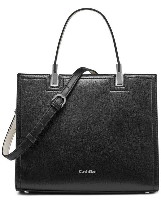 Calvin Klein Verne Triple Compartment Satchel in Black | Lyst