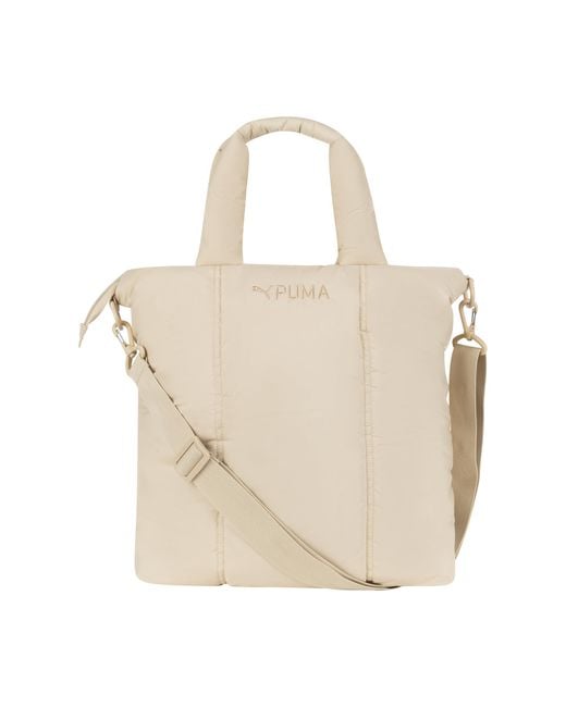 PUMA Puffer Tote in Natural | Lyst