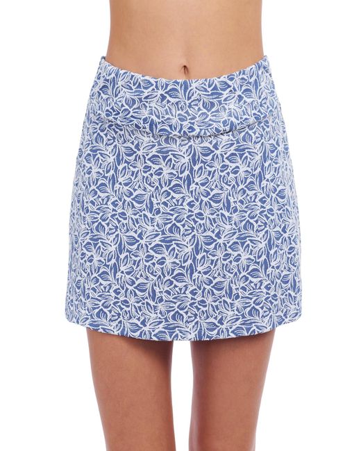 Gottex Plumeria Textured Jeans And White Leafy Print 's Pull On Skirt ...