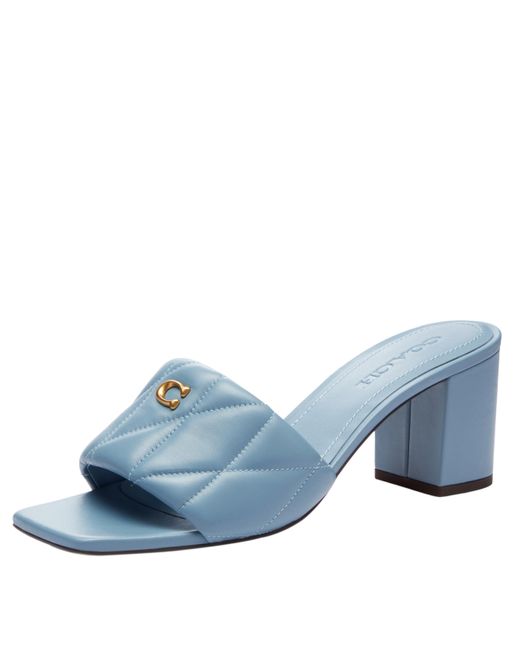 COACH Holly Quilted Block Heel Sandal Platform in Blue | Lyst