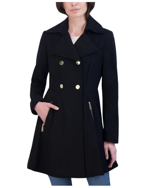 Laundry by Shelli Segal Double Breasted Melton Fit And Flare Wool Coat ...