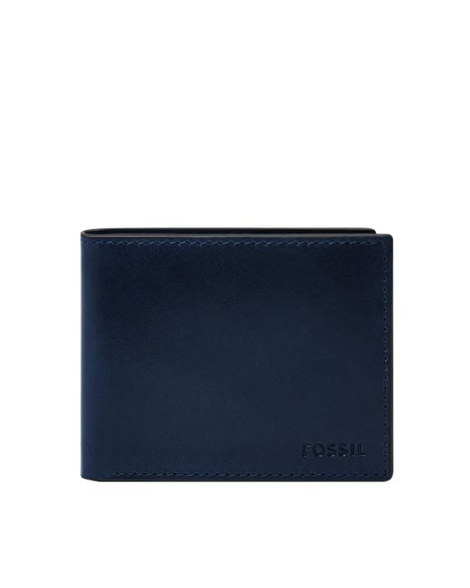Fossil Derrick Bifold Flip Id Wallet in Blue for Men | Lyst