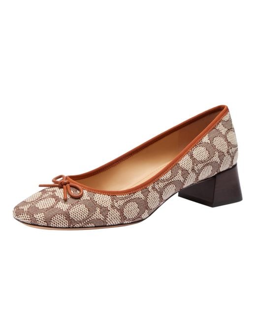COACH Ava Mini Signature Jacquard Ballet Pump in Brown | Lyst