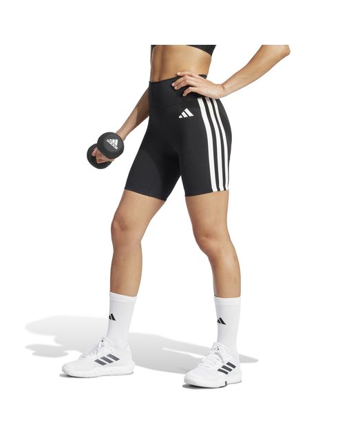 adidas Optime Essentials 3-stripes Training Short Leggings in Black | Lyst