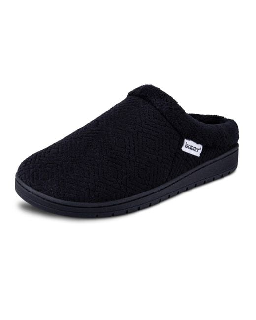 Isotoner Diamond Microterry Gemma Clog Slipper in Black | Lyst