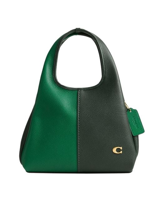 COACH Polished Pebble Leather Lana Shoulder Bag 23 in Green | Lyst