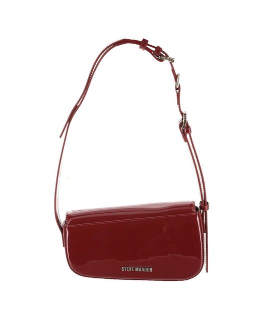 Steve Madden Carrie Patent Asymmetrical Flap Shoulder Bag in Red | Lyst