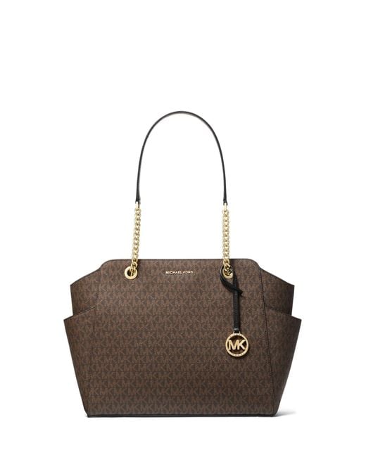 Michael Kors Jacquelyn Medium Chain Tote in Brown | Lyst