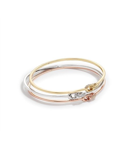 COACH Signature C Logo Bangle Bracelet Set in Metallic | Lyst