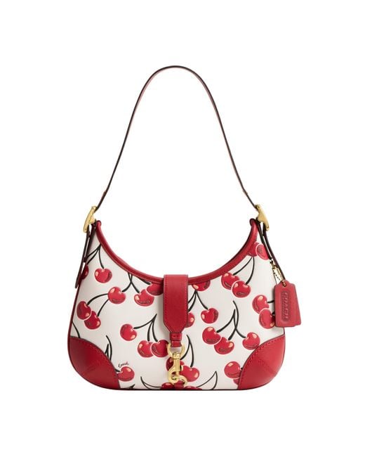 COACH Hamptons Hobo in Red | Lyst