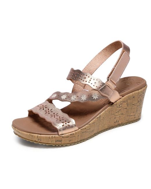 Skechers Beverlee-cherished Aura Wedge Sandal in Brown | Lyst