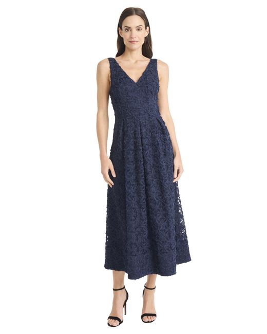 Maggy London Neck Midi Dress With Back Cutout Detail - Sleeveless A ...