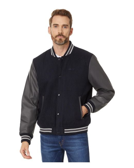 Levi's Mixed Media Letterman Varsity Jacket in Blue for Men | Lyst