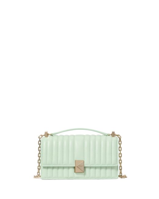 Kate Spade Deco Quilted Leather Mini Flap Chain Crossbody in Green | Lyst