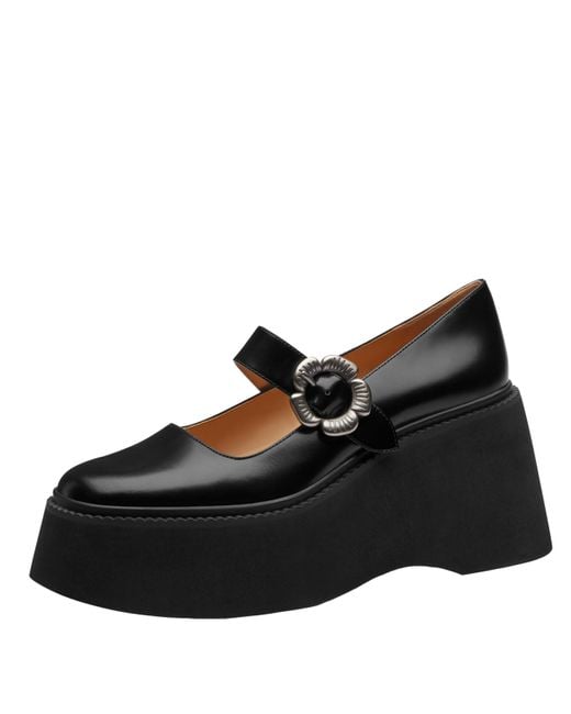 COACH Tea Rose Platform Mary Janes Loafer in Black | Lyst