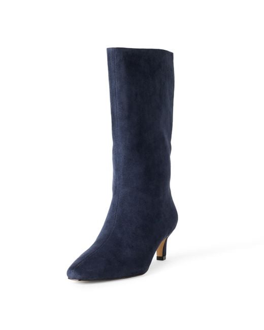 The Drop Serena Midi Boot Dark Blue Microsuede | Lyst