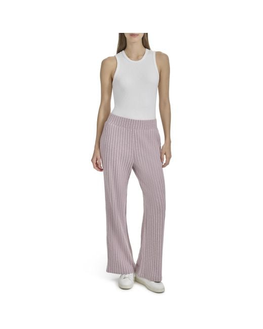 Andrew Marc Pull On Wide Leg Ribbed Pants in Gray | Lyst