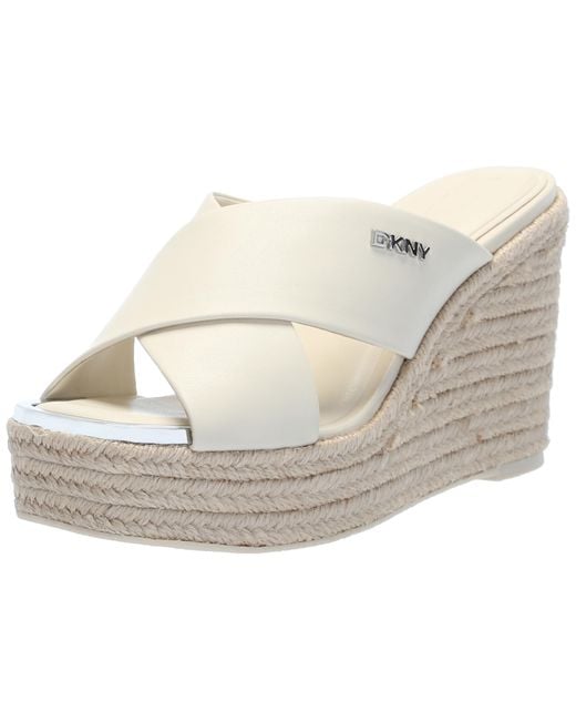 DKNY Maryn X Band-wedge Flat Sandal in Metallic | Lyst