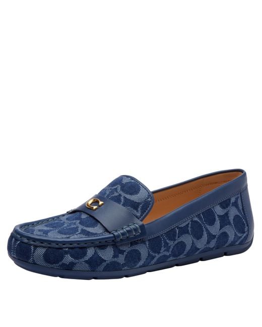 COACH Sculpted C Driver In Signature Denim Loafer in Blue | Lyst