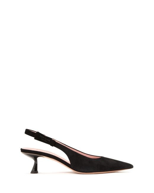 Kate Spade Riley Suede Slingback Kitten Heel in Black | Lyst